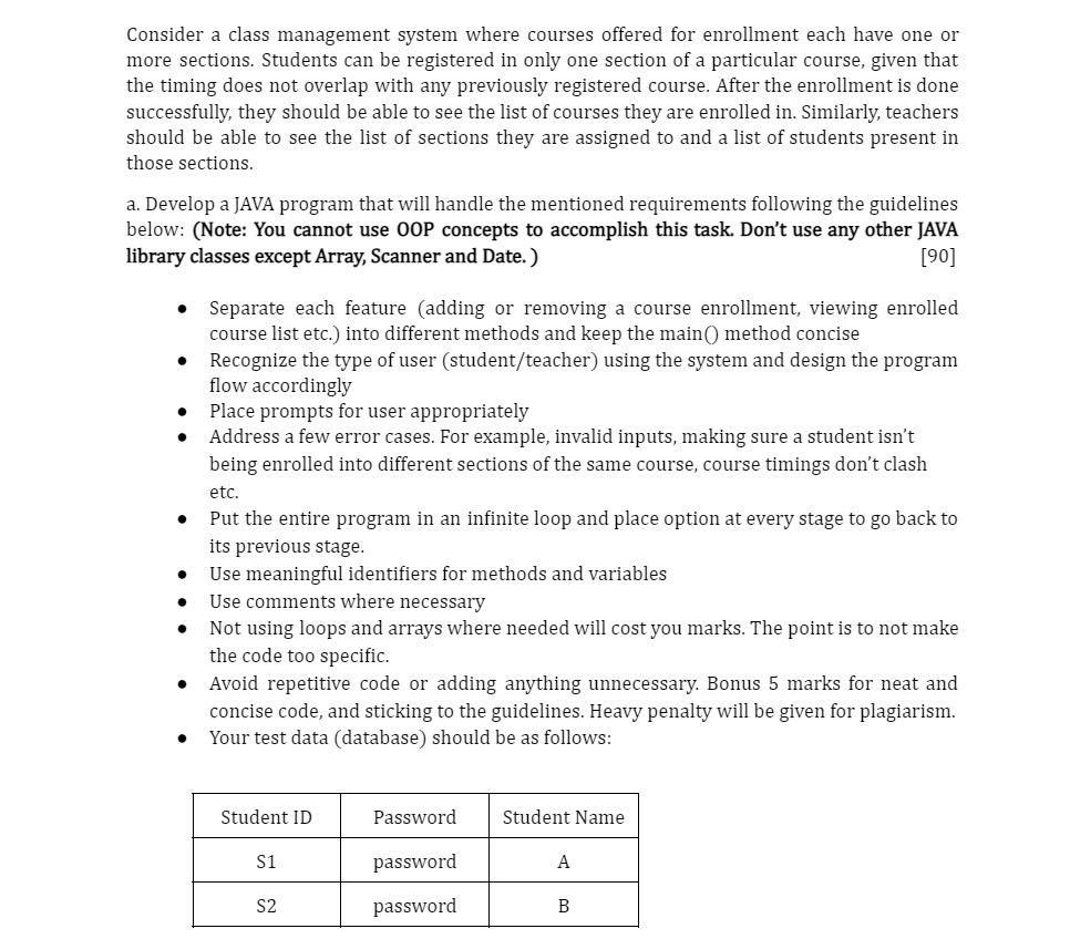 Solved Consider a class management system where courses | Chegg.com