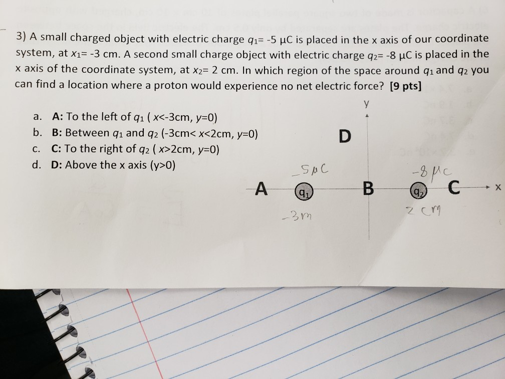 Solved 3) A small charged object with electric charge q1=-5 | Chegg.com