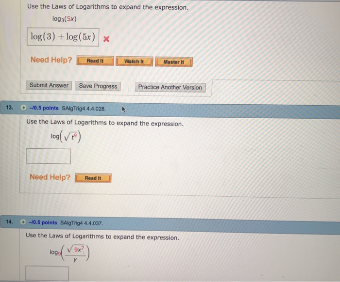 Solved Use the Laws of Logarithms to expand the expression. | Chegg.com