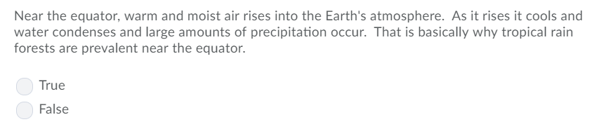 Solved Near the equator, warm and moist air rises into the | Chegg.com