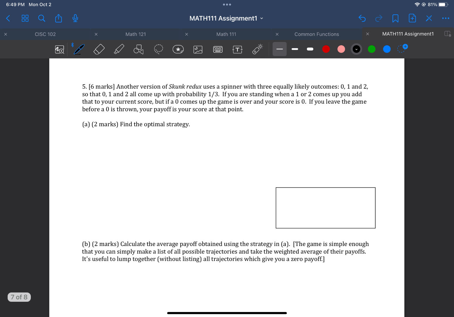 Solved 5. [6 marks] Another version of Skunk redux uses a | Chegg.com
