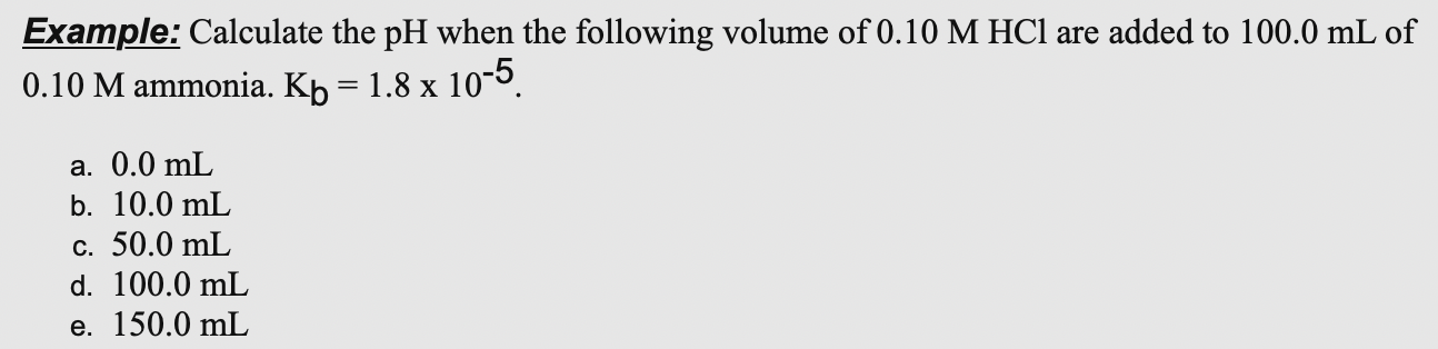 Solved Example: Calculate the pH when the following volume | Chegg.com