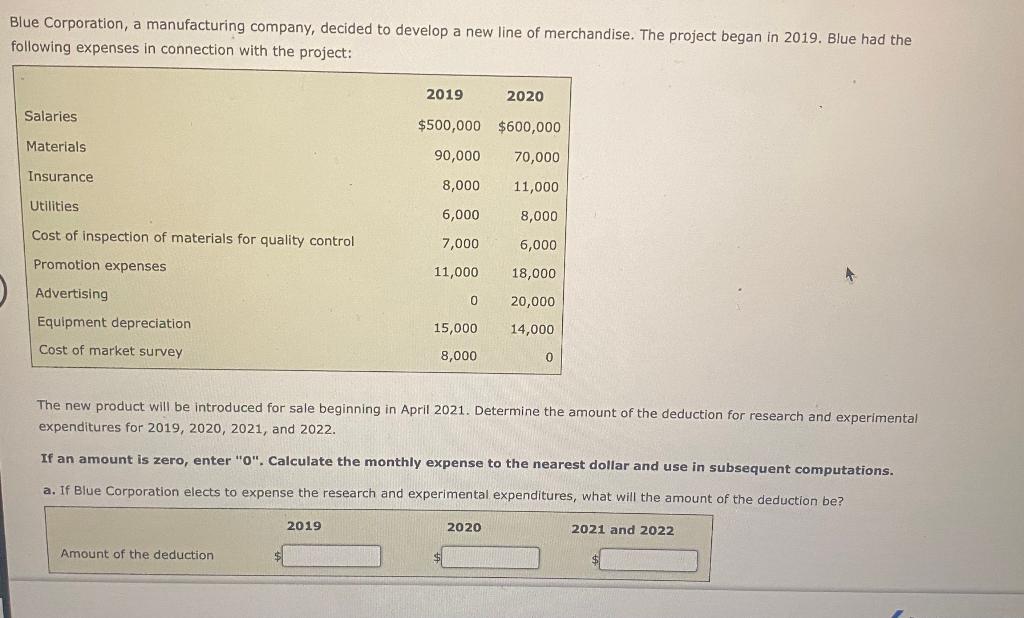 Blue Corporation, a manufacturing company, decided to | Chegg.com