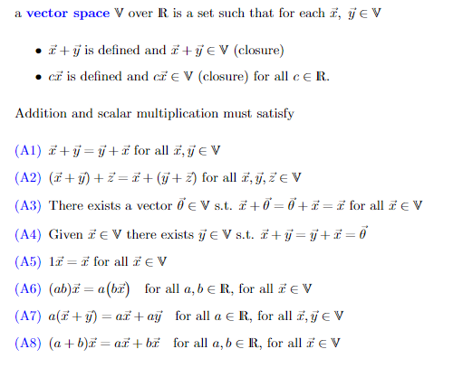 Solved a vector space V over R is a set such that for each , | Chegg.com