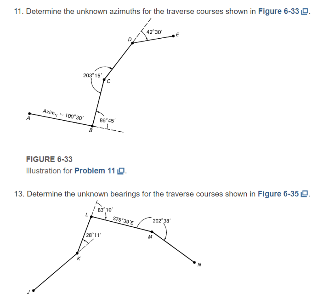Solved 11. Determine the unknown azimuths for the traverse | Chegg.com