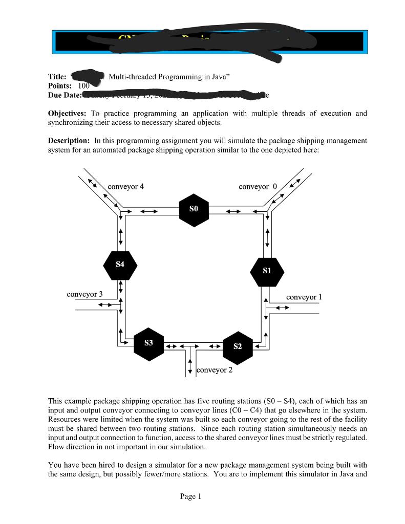 Multi-threaded Programming in Java" Title: Points: | Chegg.com
