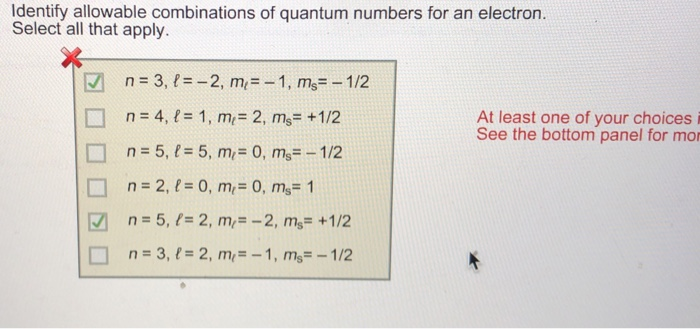 Solved Identify allowable combinations of quantum numbers | Chegg.com