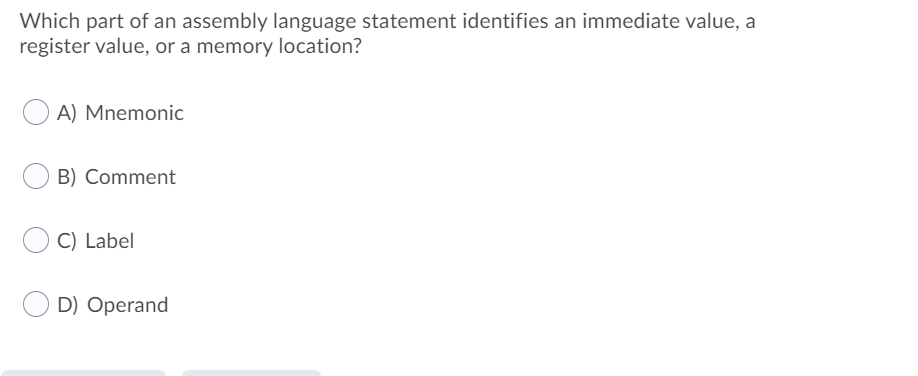 Solved Which part of an assembly language statement | Chegg.com