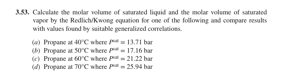 Solved 353. Calculate the molar volume of saturated liquid | Chegg.com