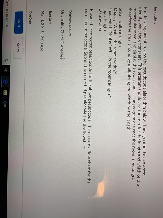 Solved Instructions Assignment Review Pseudocode Algorithm Algorithm Error Identify Error S 0278