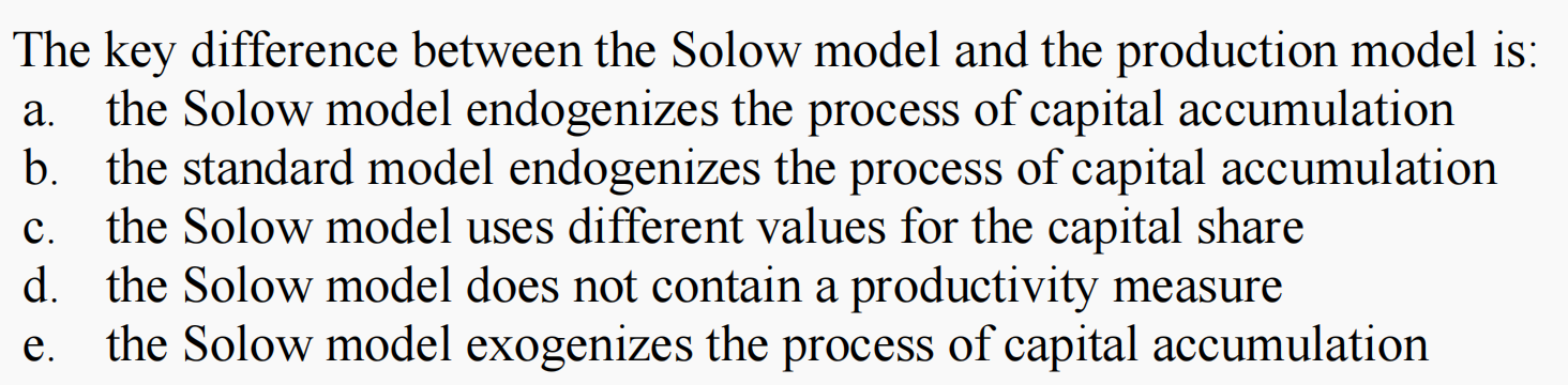 Solved The key difference between the Solow model and the | Chegg.com