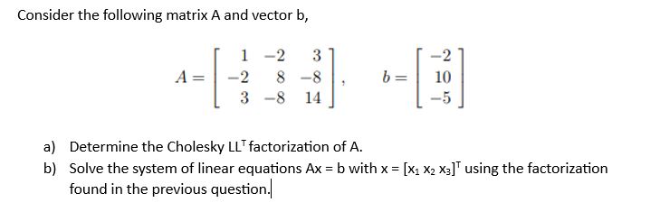 Solved Consider the following matrix A and vector | Chegg.com