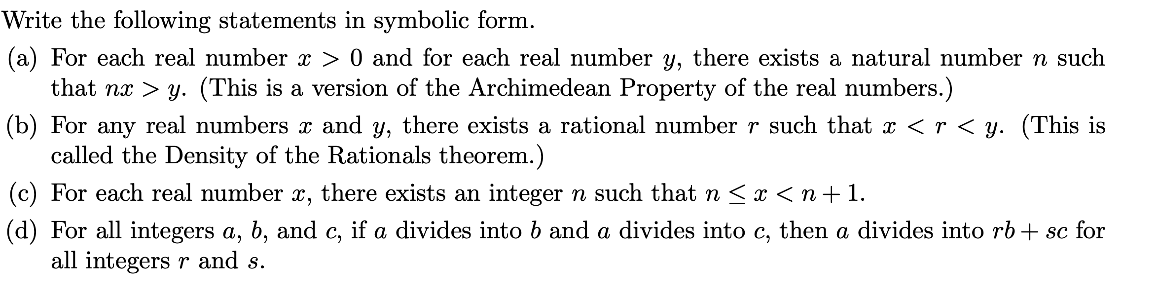 Solved Write the following statements in symbolic form. (a) | Chegg.com