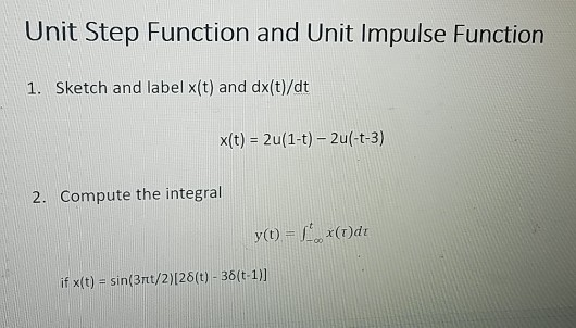 Solved Unit Step Function and Unit Impulse Function 1. | Chegg.com