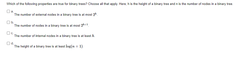 Solved Which of the following properties are true for binary | Chegg.com