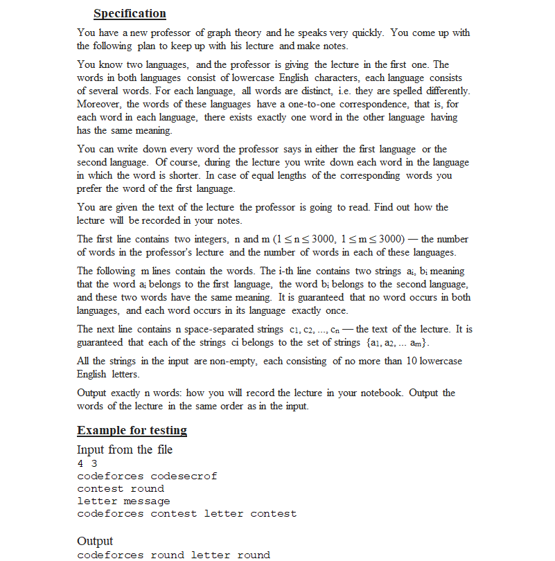 Solved Specification You have a new professor of graph | Chegg.com