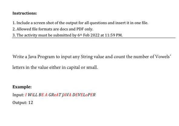 Solved Instructions: 1. Include a screen shot of the output | Chegg.com