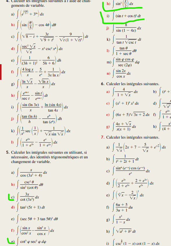 Solved 4. Calculer les integrales suivantes a l'aide de | Chegg.com