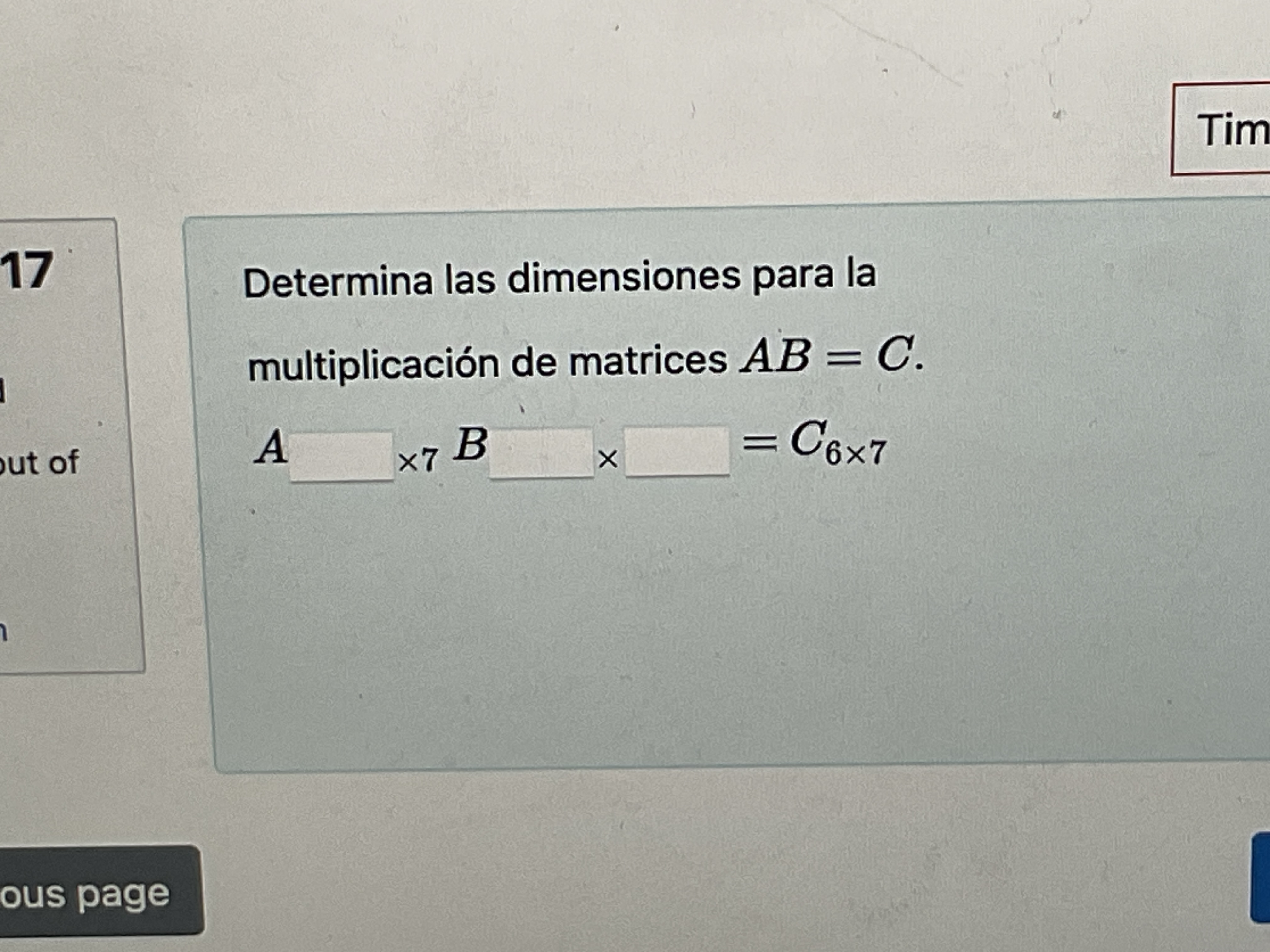 Solved Determina las dimensiones para la multiplicación de | Chegg.com