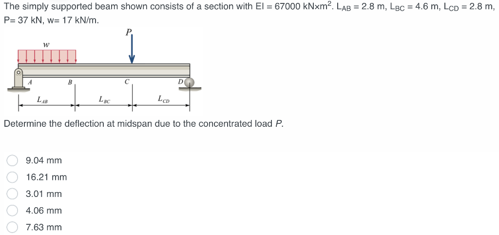 Solved The simply supported beam shown consists of a section | Chegg.com