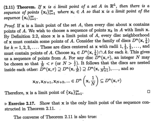Solved (2.11) Theorem. If x is a limit point of a set A in | Chegg.com