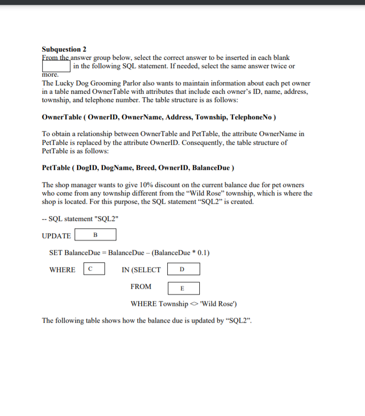Solved Q2 SQL MCQ [5*2=10 marks] Read the following | Chegg.com