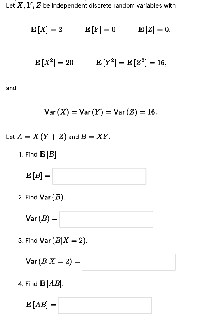 Solved Let X, Y, Z be independent discrete random variables | Chegg.com