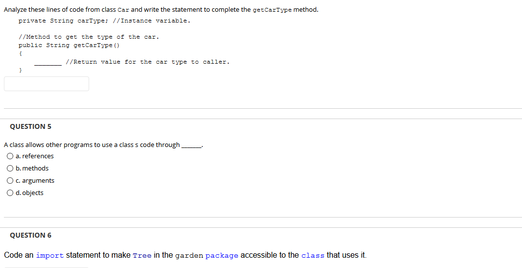 Solved Analyze these lines of code from class Car and write | Chegg.com