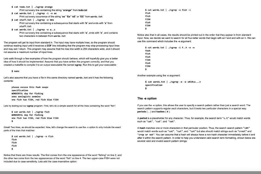 Solved You Should Write A C Program Named Sgrepc This 