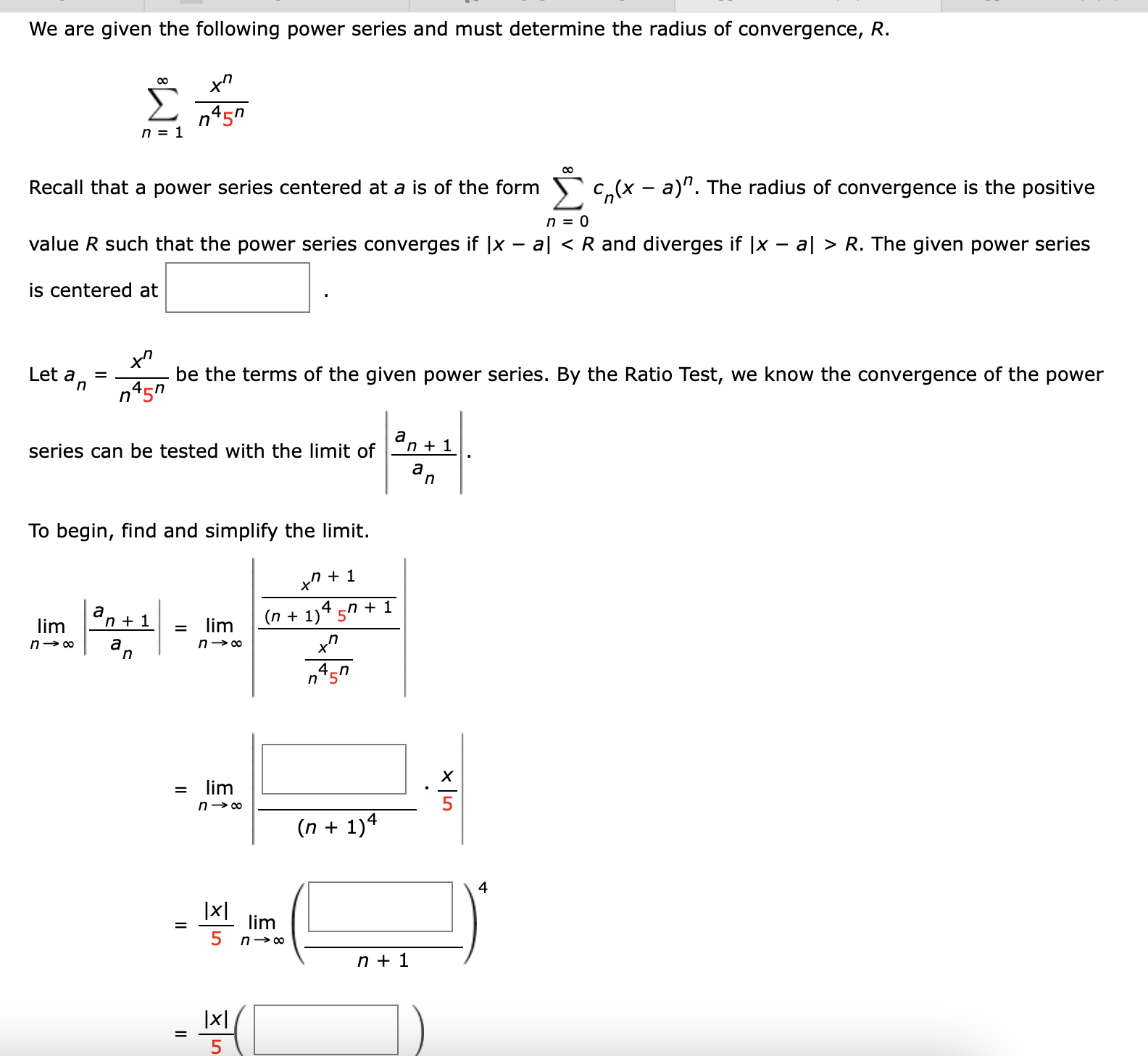 Solved We are given the following power series and must | Chegg.com