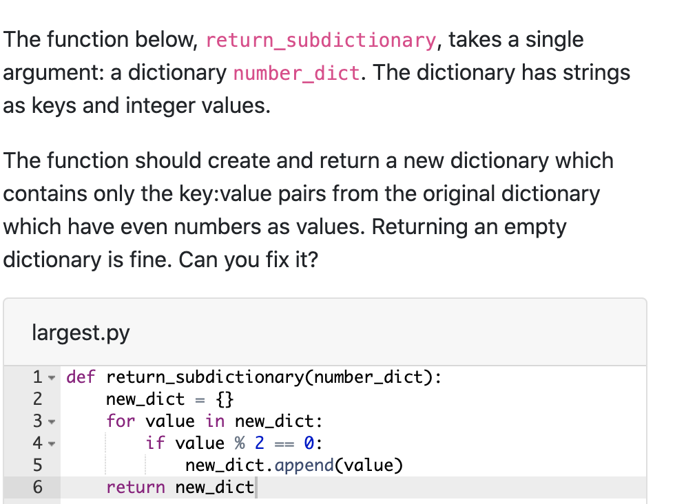 Solved The function below, return_subdictionary, takes a | Chegg.com