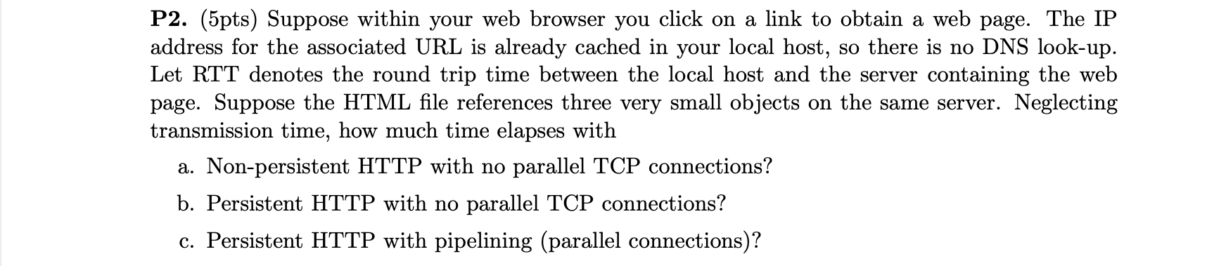 Solved P2. (5pts) Suppose within your web browser you click | Chegg.com