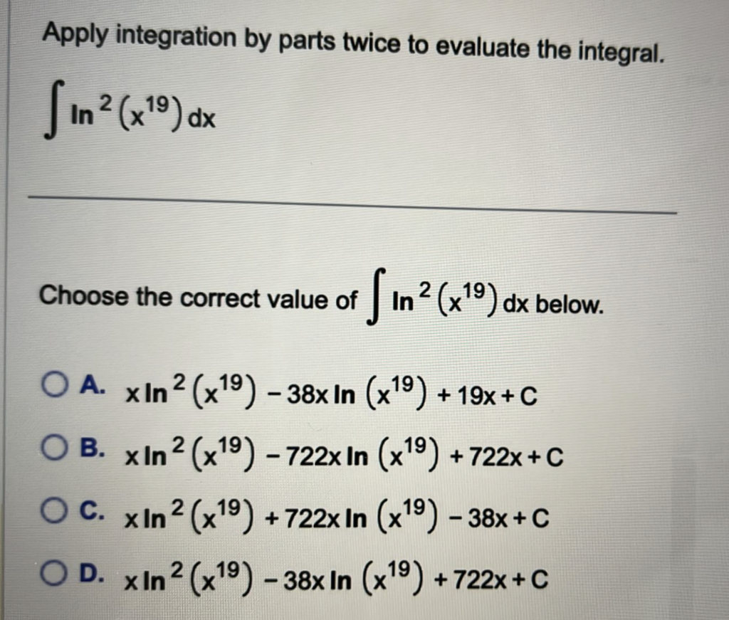 Solved Apply integration by parts twice to evaluate the | Chegg.com