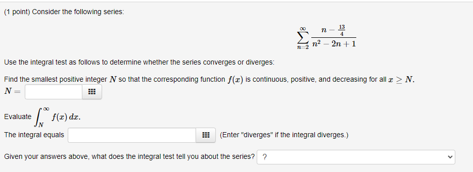 Solved (1 ﻿point) ﻿Consider the following | Chegg.com