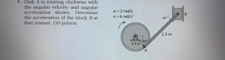 Solved 4. Disk A is rotating clockwise with the angular | Chegg.com