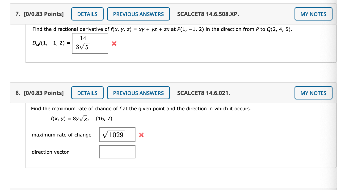 7. [0/0.83 Points] DETAILS PREVIOUS ANSWERS SCALCET8 | Chegg.com