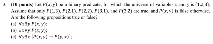 Solved 10 Points Let P X Y Be A Binary Predicate For