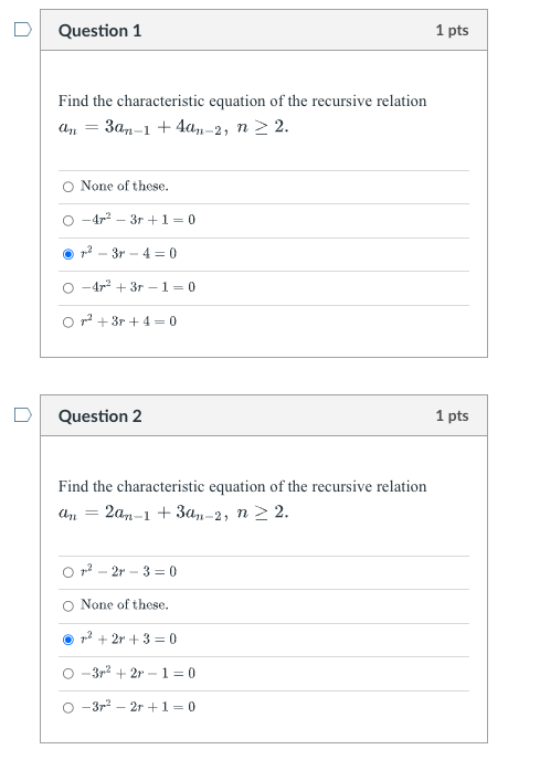 Solved Find the characteristic equation of the recursive | Chegg.com