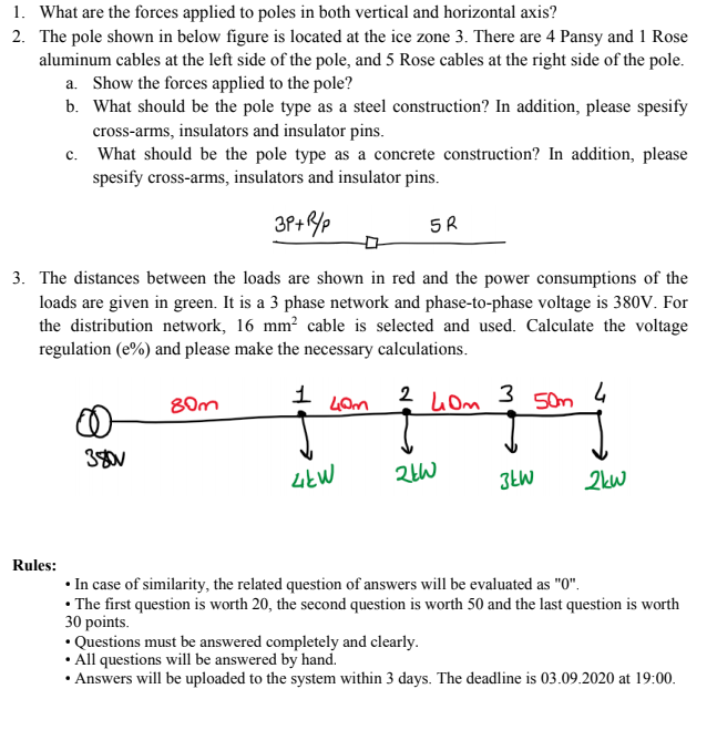 Solved 1. What are the forces applied to poles in both | Chegg.com