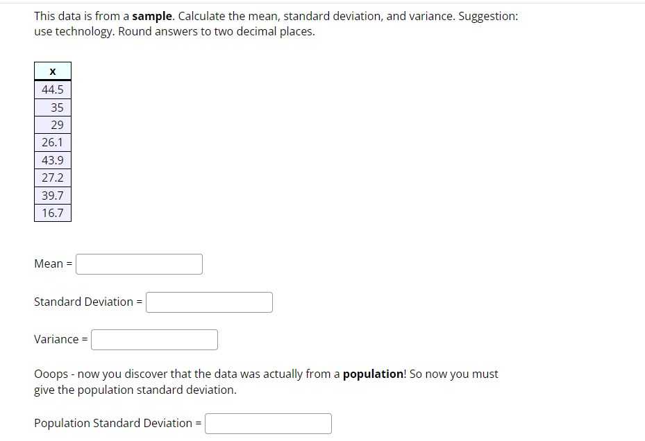 Solved This Data Is From A Sample Calculate The Mean