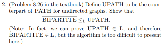Solved 2. (Problem 8.26 in the textbook) Define UPATH to be | Chegg.com