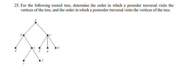 Solved 25. For the following rooted tree, determine the | Chegg.com