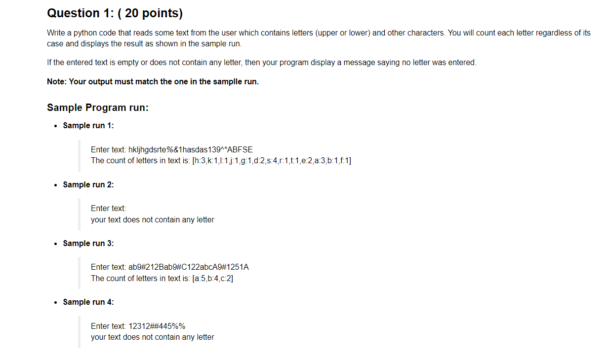 Solved pls do not use lists and dictionaries make sure that | Chegg.com