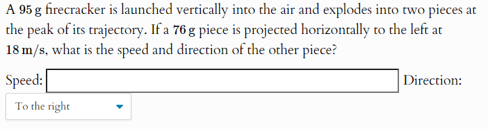 Solved A 95 ﻿g firecracker is launched vertically into the | Chegg.com