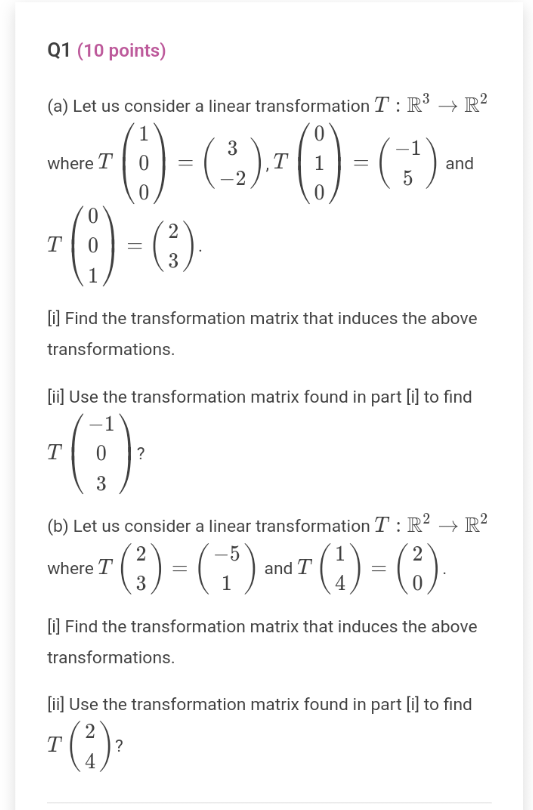 Solved Q1 (10 points) (a) Let us consider a linear | Chegg.com