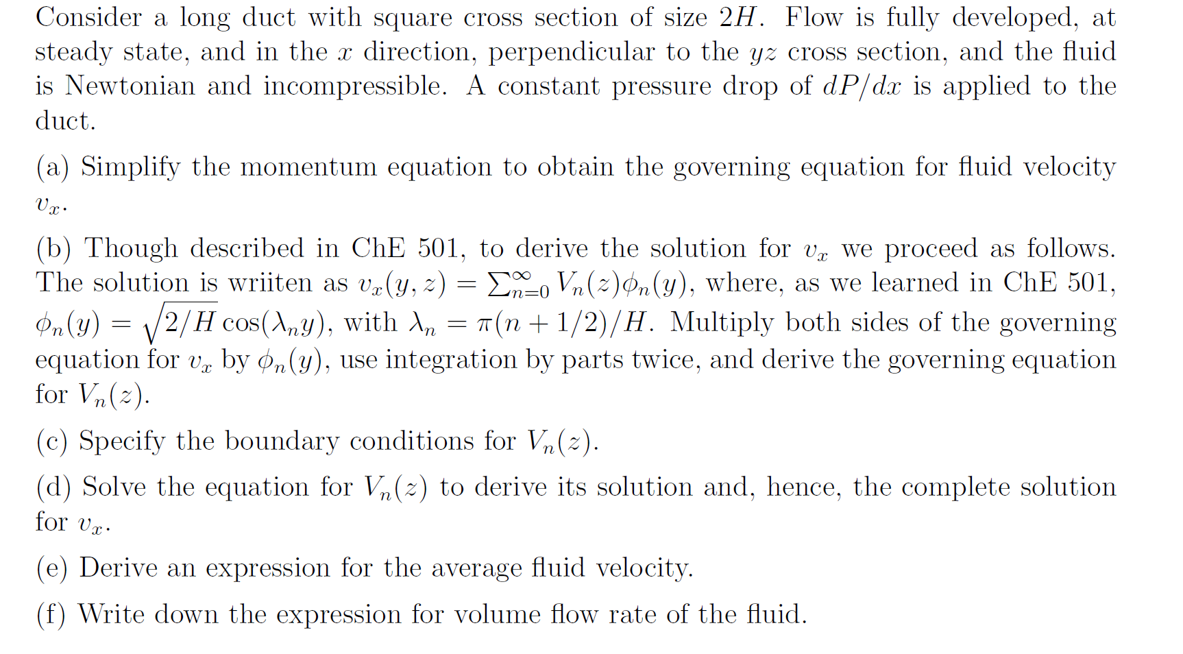 Solved Consider a long duct with square cross section of | Chegg.com
