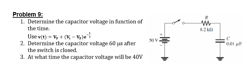 Solved Problem 9: 1. Determine the capacitor voltage in | Chegg.com
