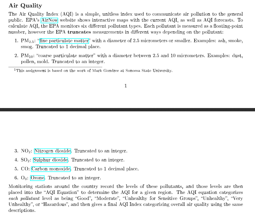 Solved Air Quality The Air Quality Index (AQI) is a simple, | Chegg.com