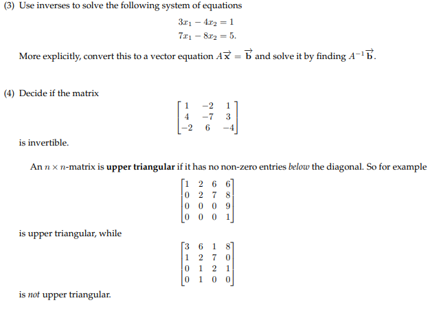 Solved (3) Use inverses to solve the following system of | Chegg.com