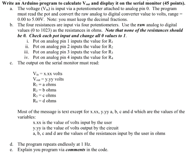 O R4 Write An Arduino Program To Calculate Vout And 5015